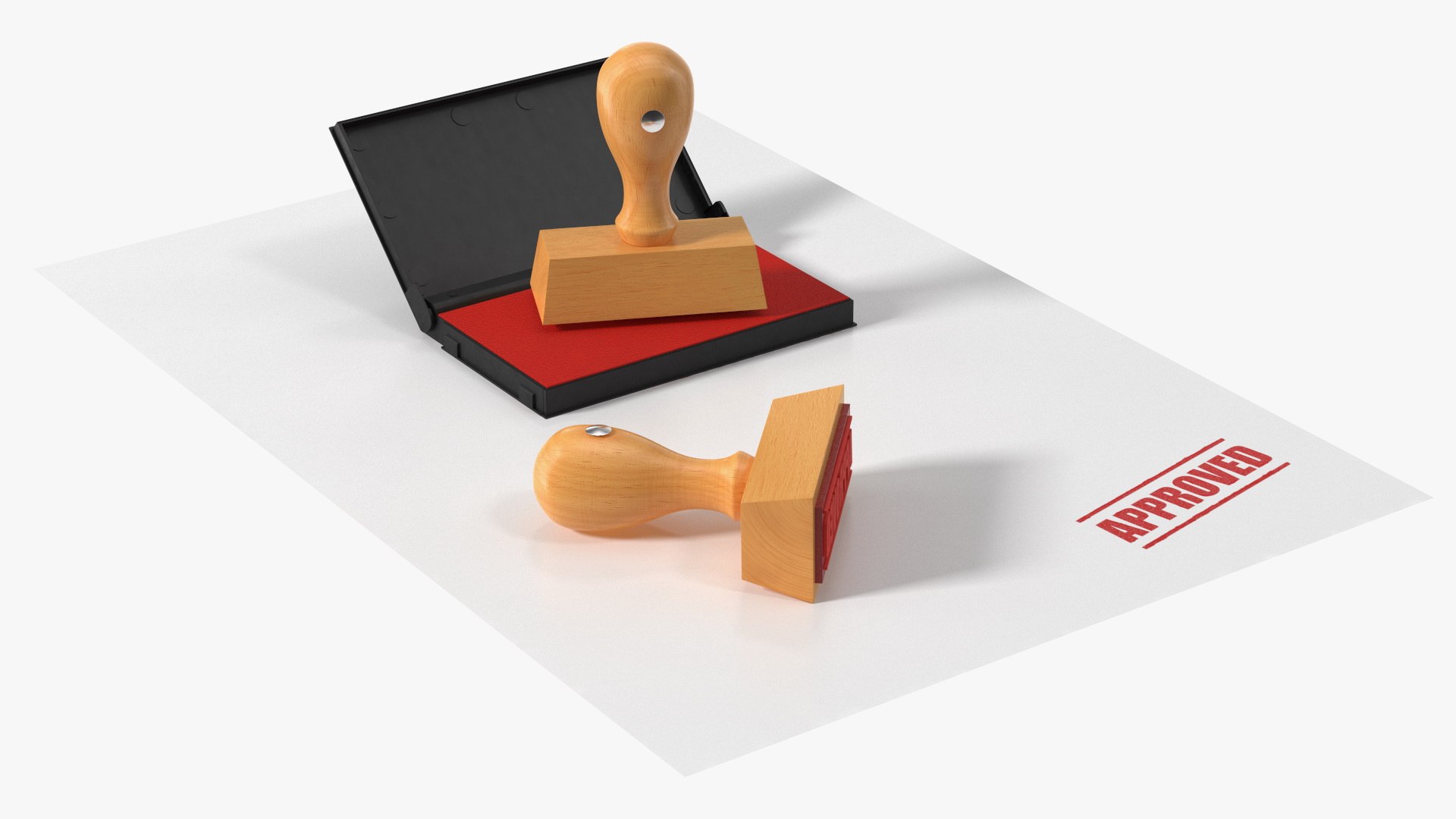 Wood Stamp With Inkpad Approved Set 3D Model - TurboSquid 1815023