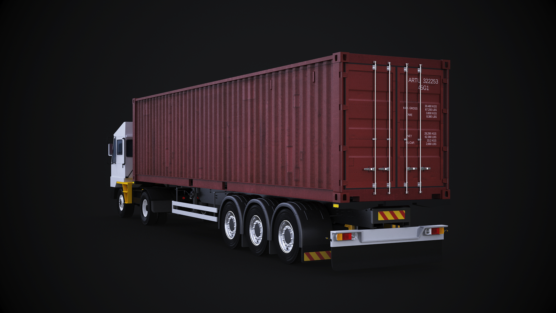 Tractor trailer container model - TurboSquid 1650945