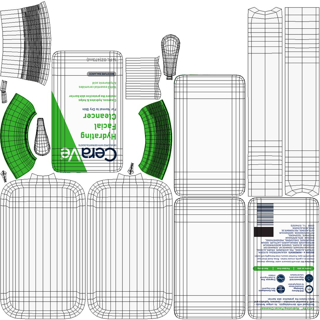 CeraVe Cleanser Dispenser Bottle 473 Ml Green 3D Model - TurboSquid 2283342