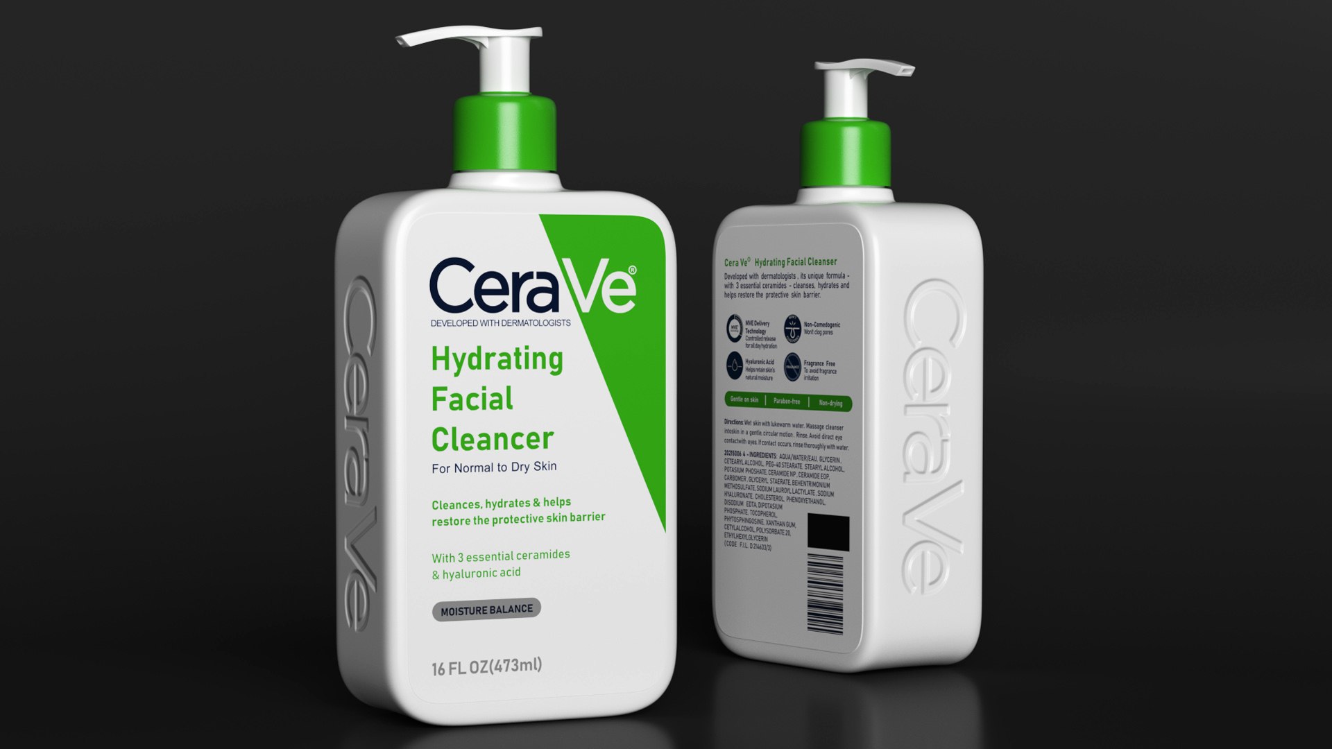 CeraVe Cleanser Dispenser Bottle 473 Ml Green 3D Model - TurboSquid 2283342