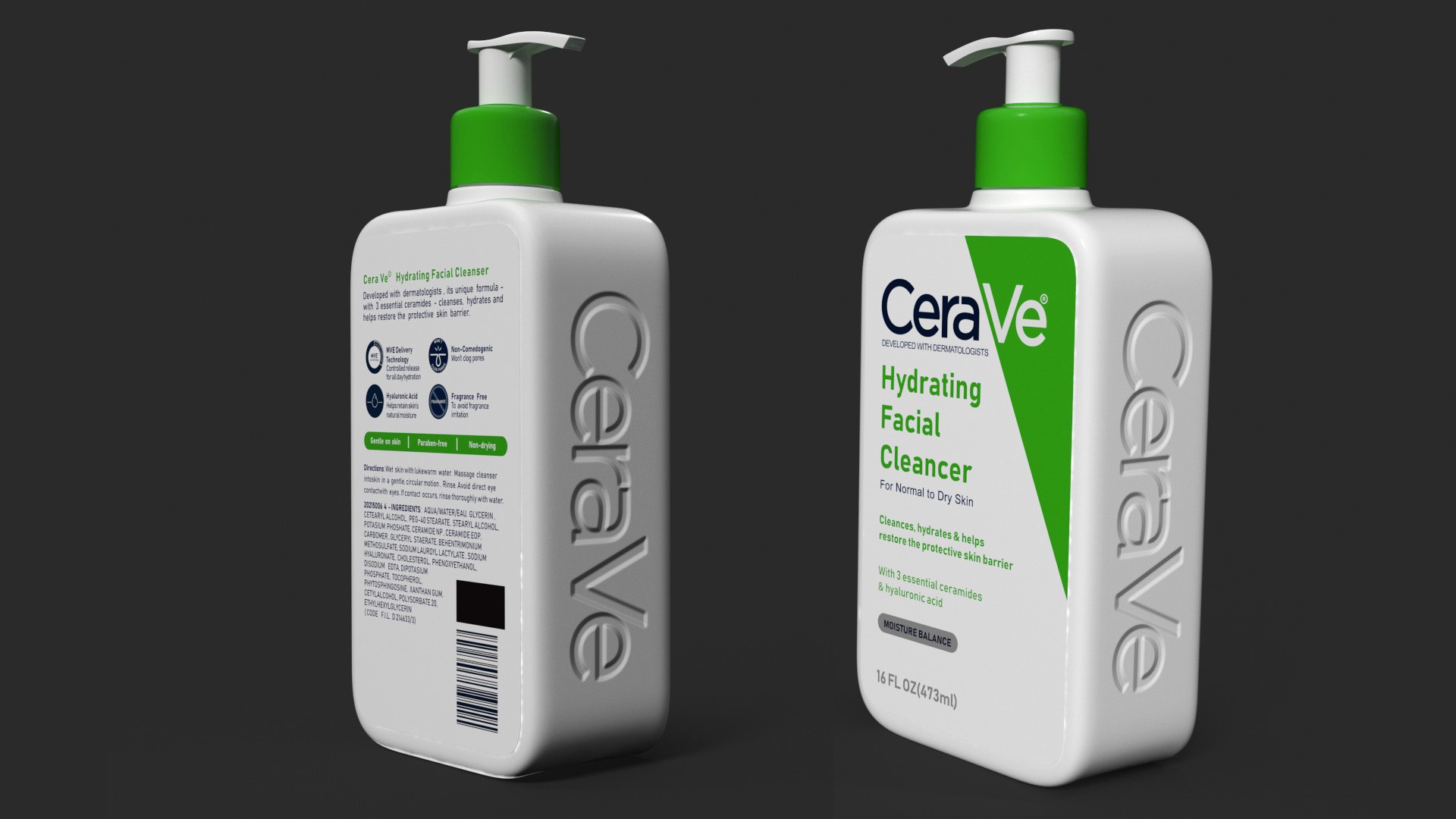 CeraVe Cleanser Dispenser Bottle 473 Ml Green 3D Model - TurboSquid 2283342