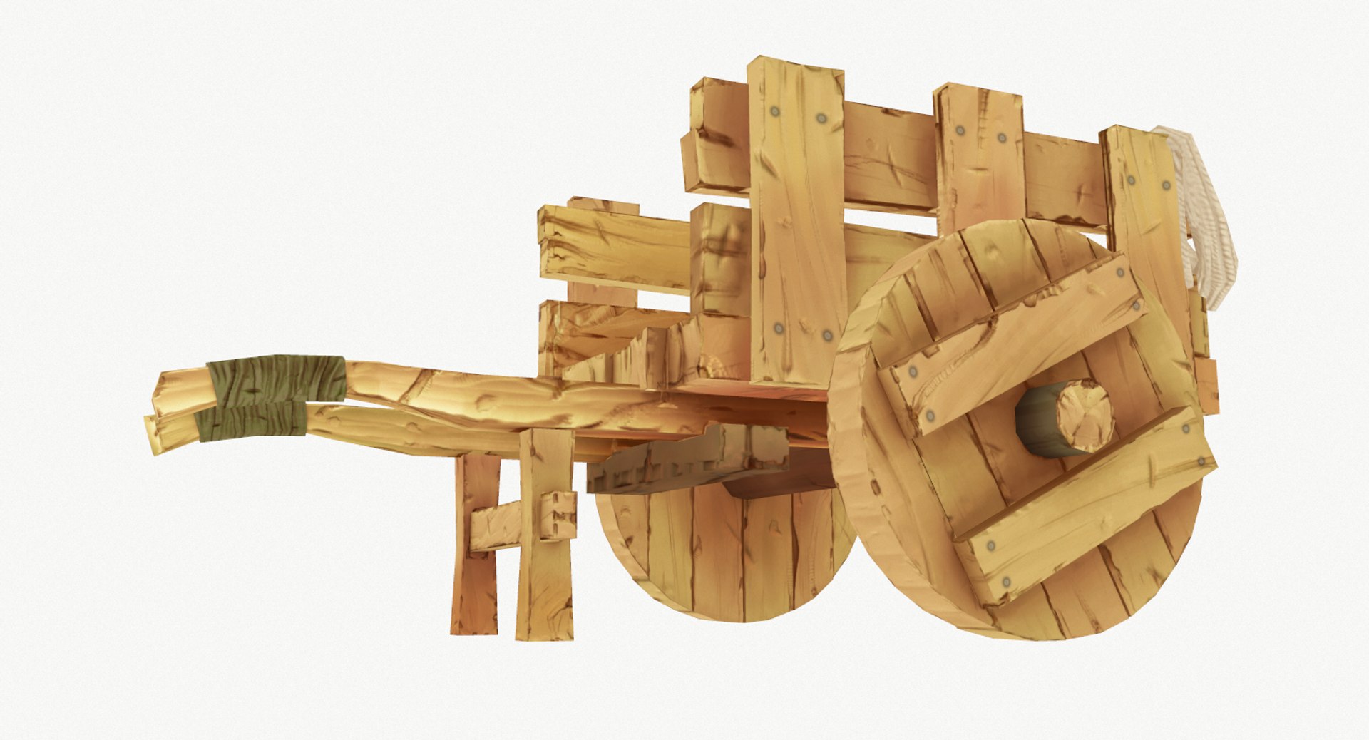 wooden cart wood obj