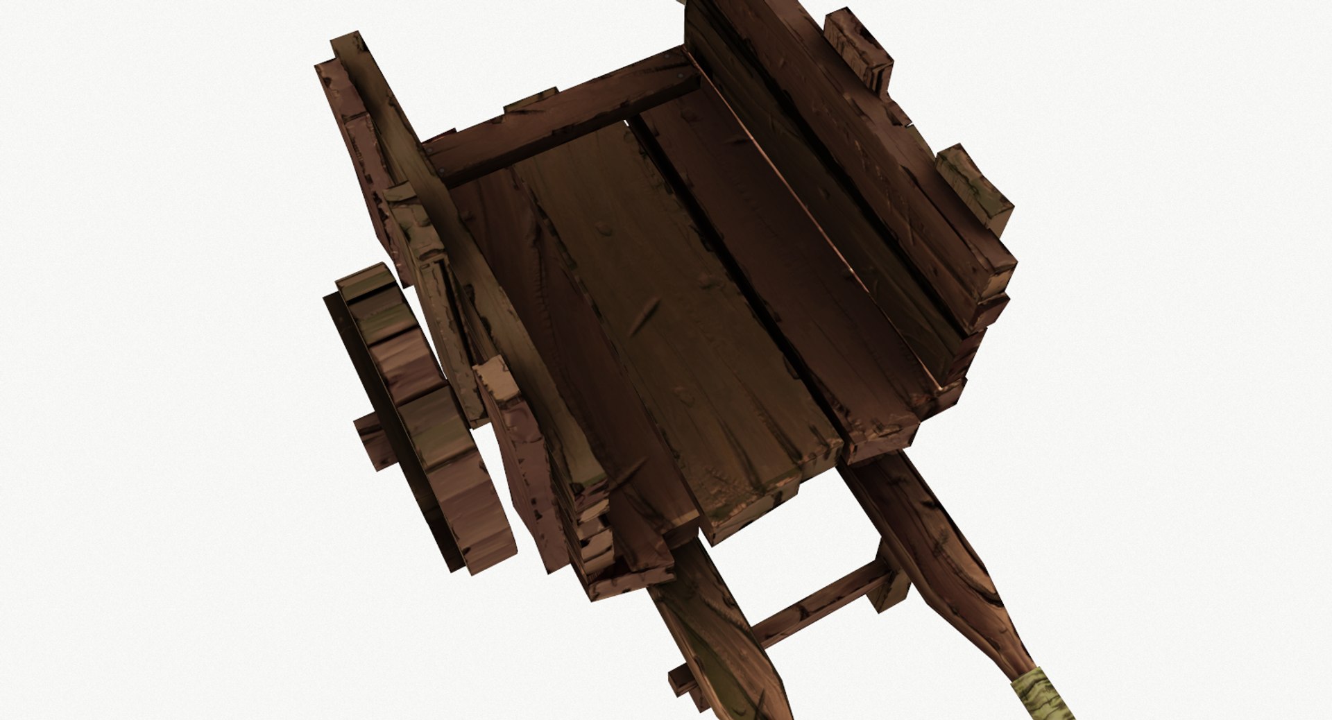 wooden cart wood obj