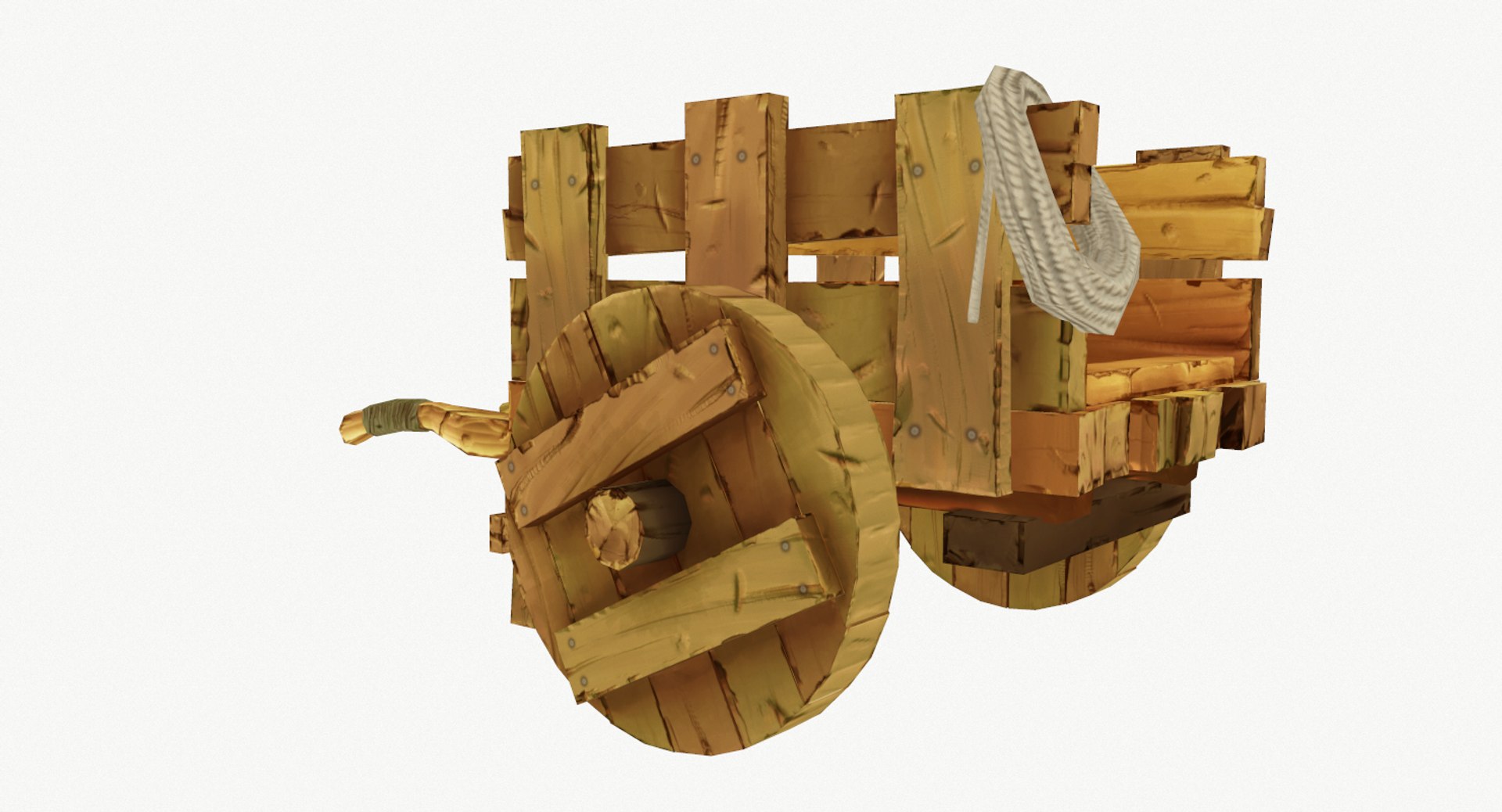 wooden cart wood obj