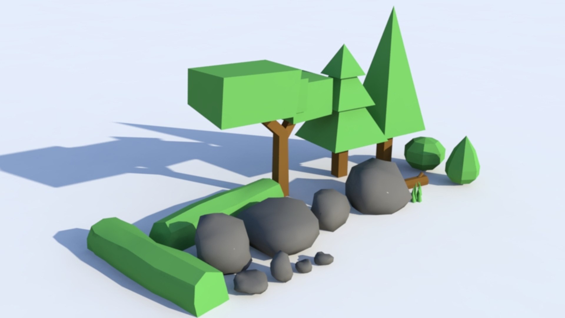 Ready Environment Trees Shrubs 3d Model