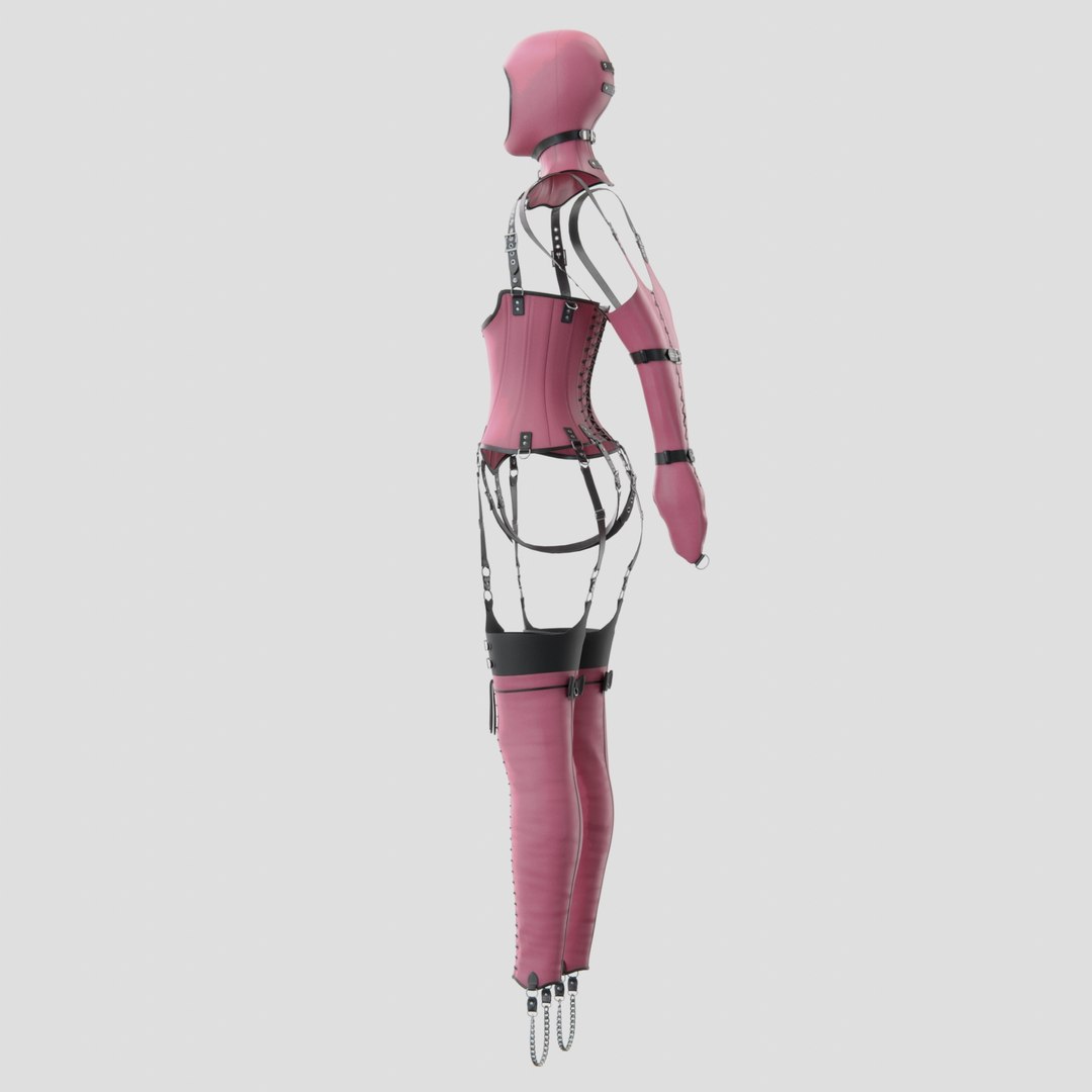 BDSM Pink Restraint Corset Strap Costume Set Model - TurboSquid 2153334