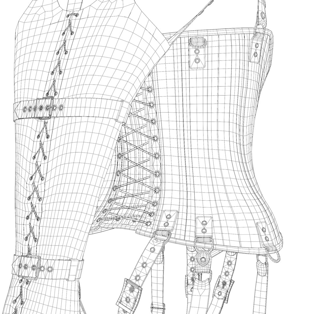 BDSM Pink Restraint Corset Strap Costume Set Model - TurboSquid 2153334