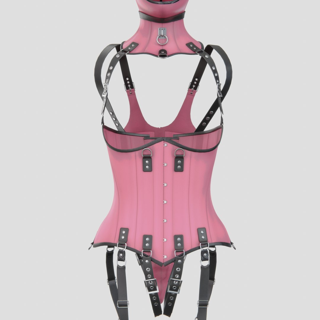 BDSM Pink Restraint Corset Strap Costume Set Model - TurboSquid 2153334