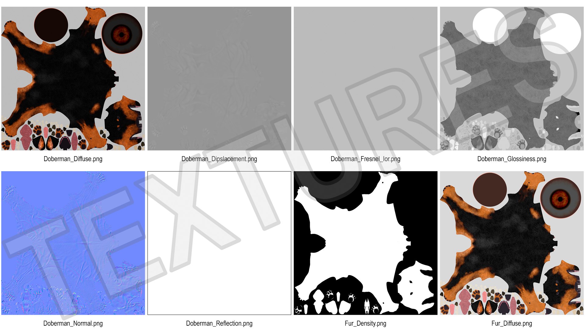 3D Model Doberman Pinscher Dog Lying Down Fur - TurboSquid 2232805