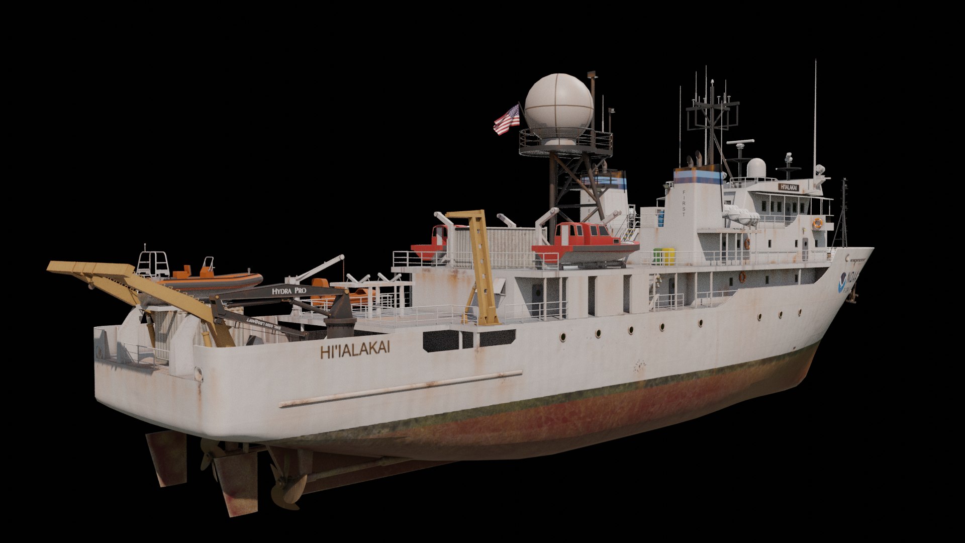 3D Oceanographic Research Ship NOAAS HIIALAKAI - TurboSquid 2107586