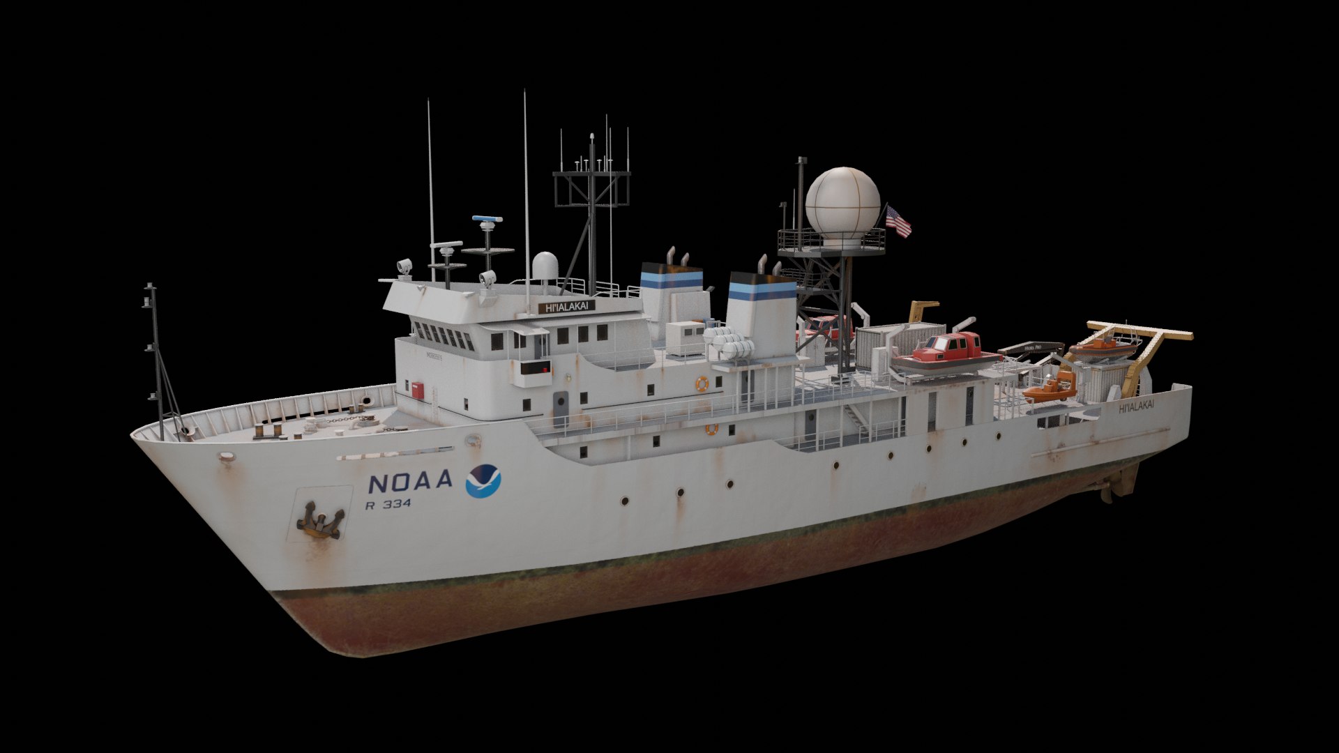 3D Oceanographic Research Ship NOAAS HIIALAKAI - TurboSquid 2107586