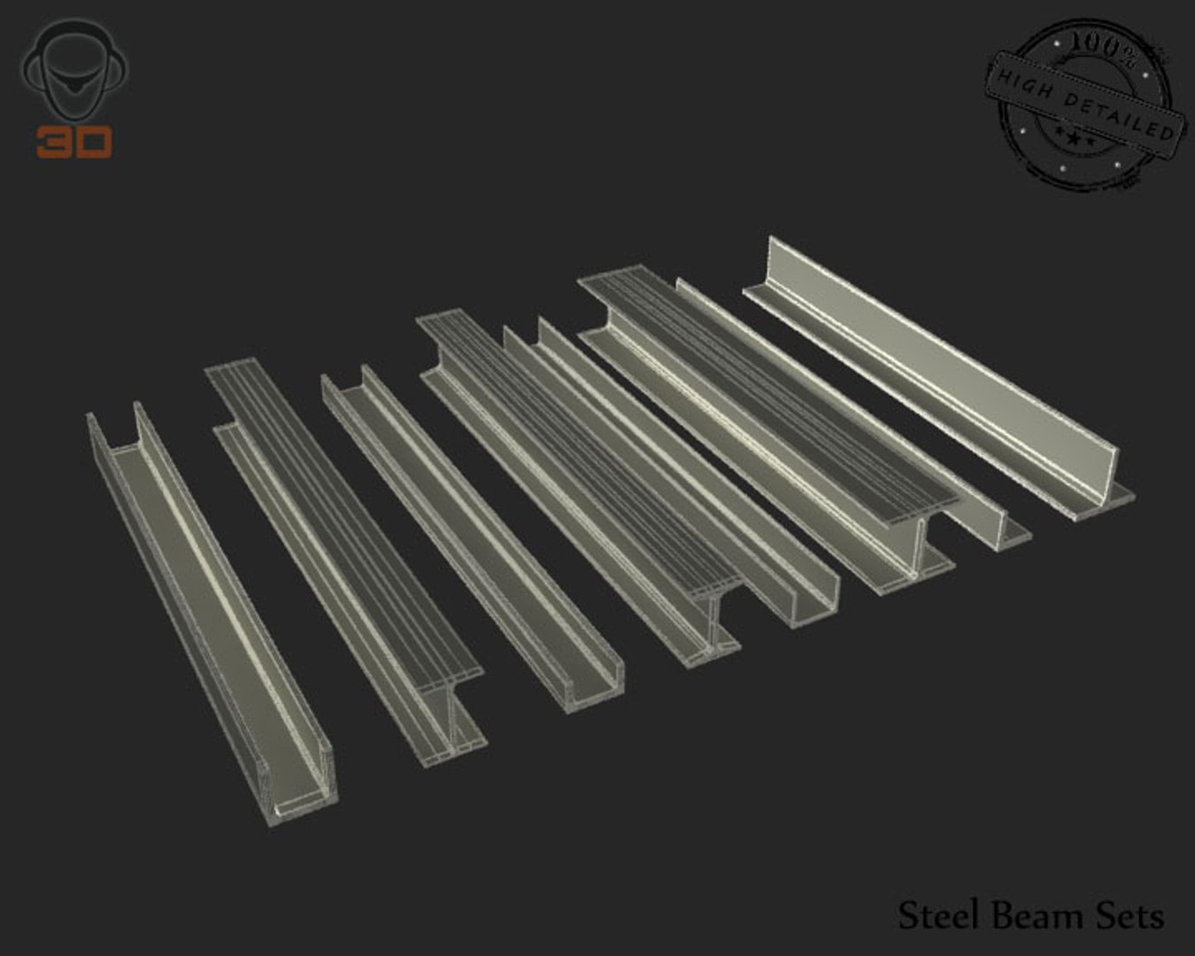 3d Steel Beam Sets Model