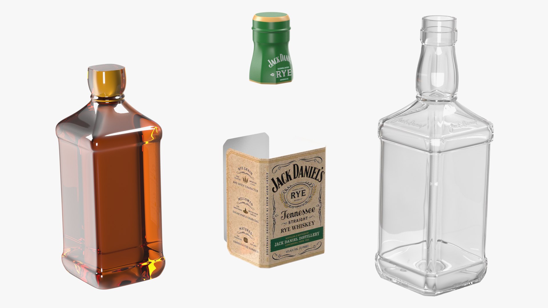 Jack Daniels Tennessee Rye Whiskey 3D Model - TurboSquid 2144500
