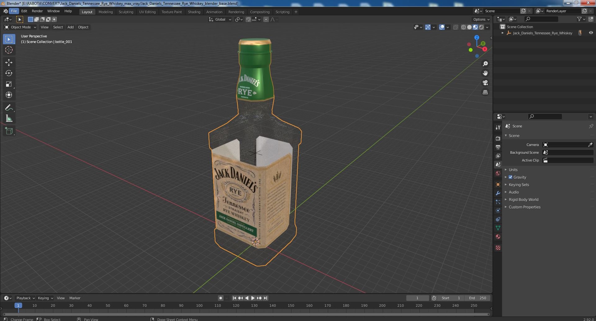 Jack Daniels Tennessee Rye Whiskey 3D model - TurboSquid 2144500