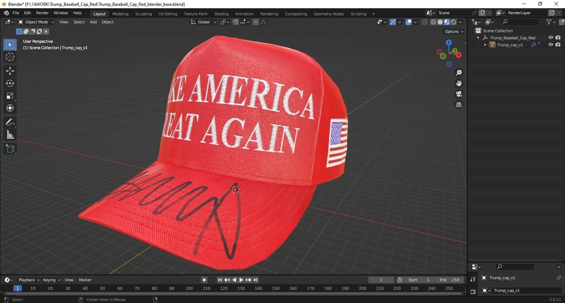 Trump Baseball Cap Red 3D Model - TurboSquid 2299950