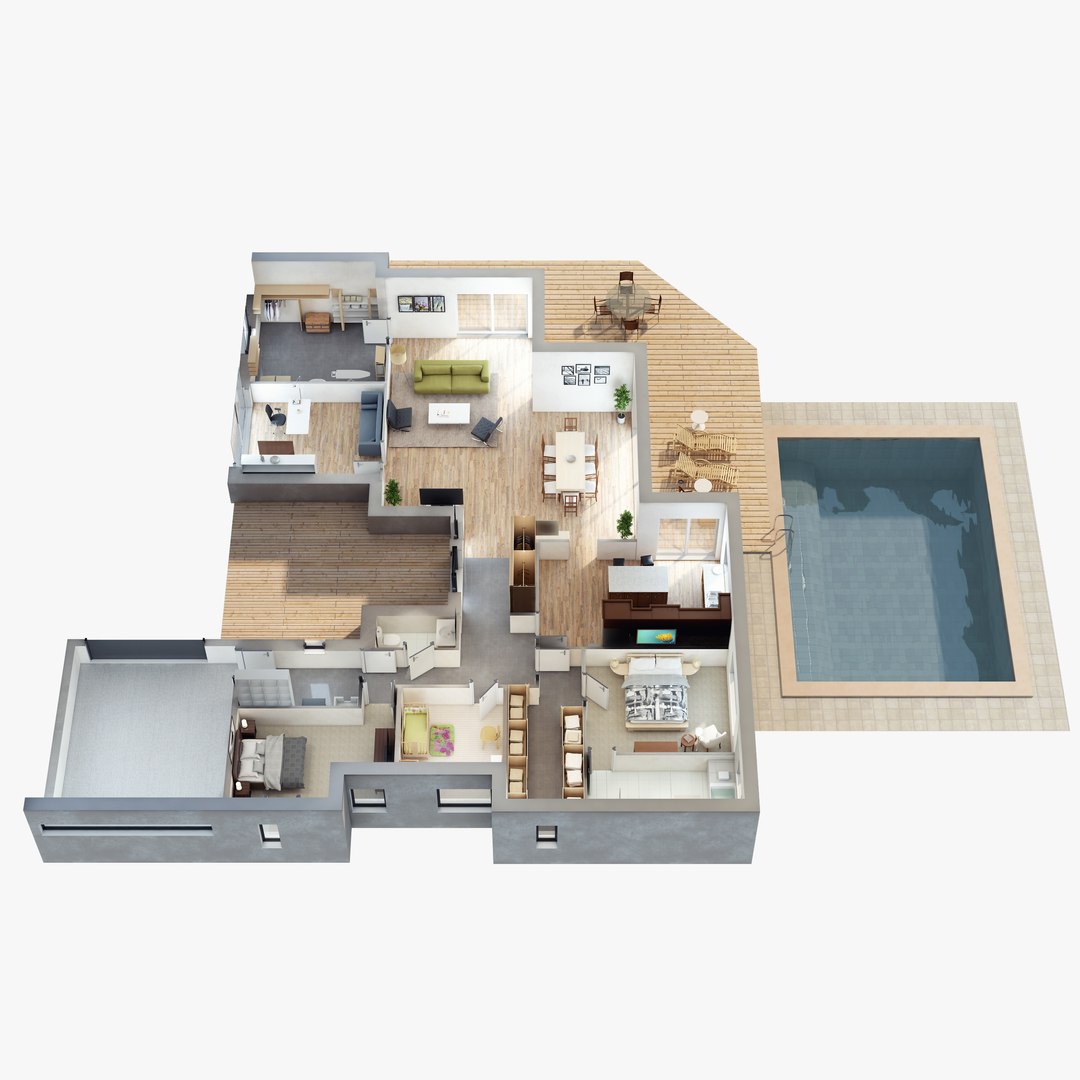 Lighting Floor Plan Scene 3D - TurboSquid 1200748