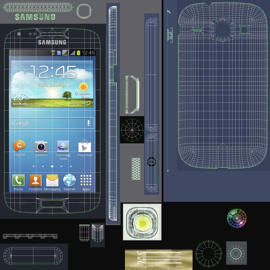 Samsung Galaxy Core Blue 3d 3ds