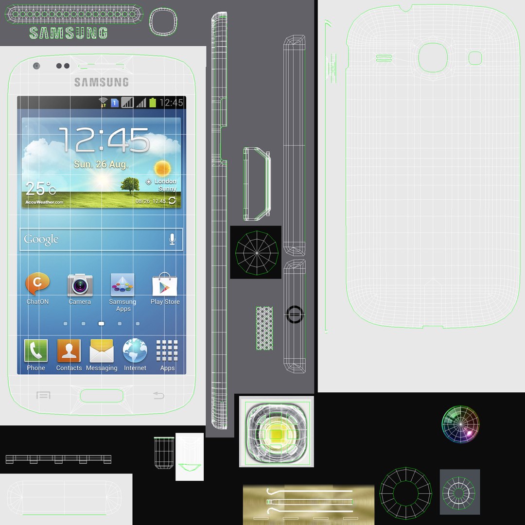 Samsung Galaxy Core Blue 3d 3ds