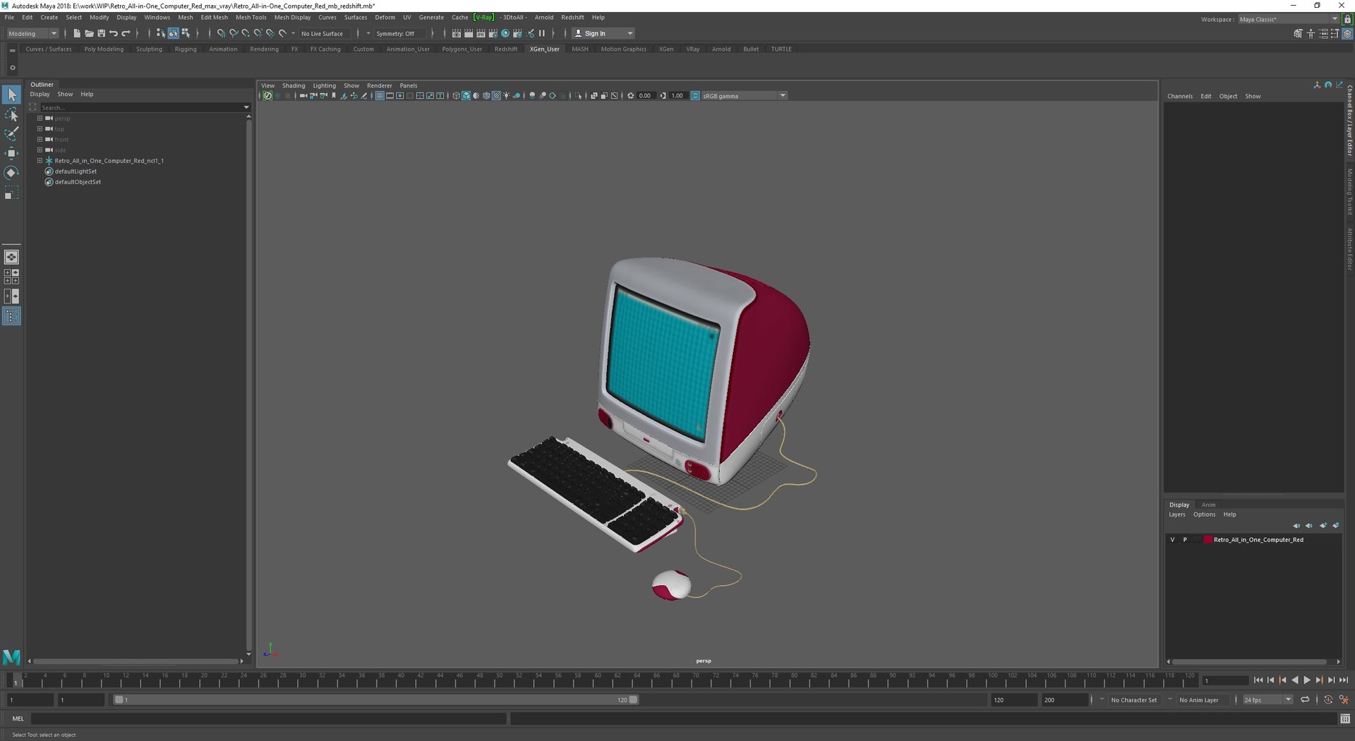 3D Retro All-in-One Computer Red - TurboSquid 2382550