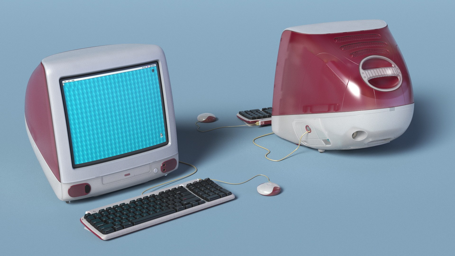 3D Retro All-in-One Computer Red - TurboSquid 2382550