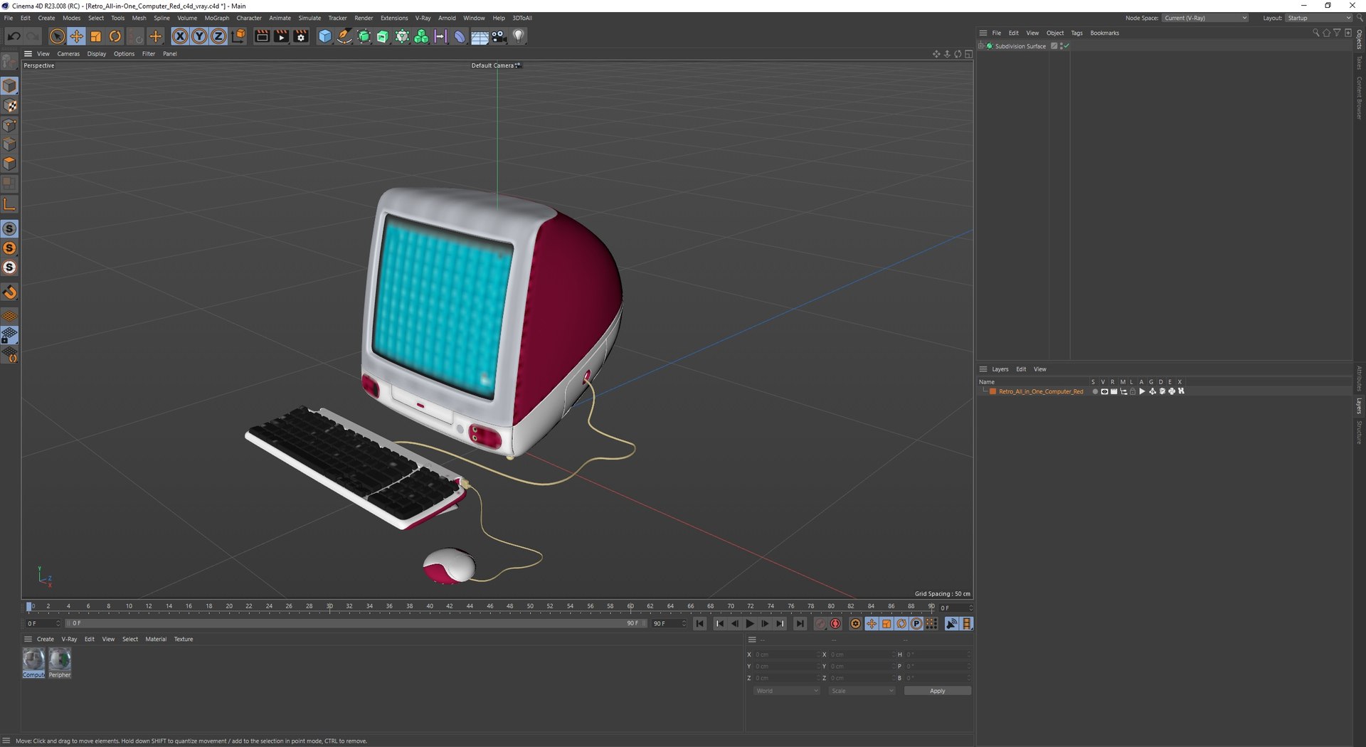 3D Retro All-in-One Computer Red - TurboSquid 2382550