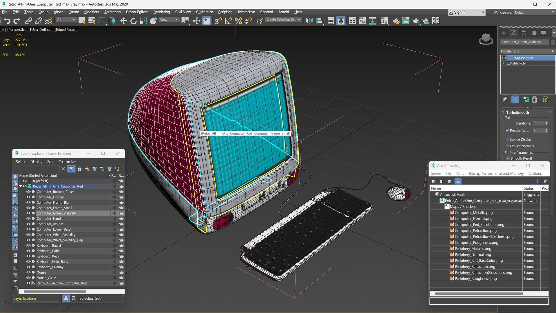 3D Retro All-in-One Computer Red - TurboSquid 2382550