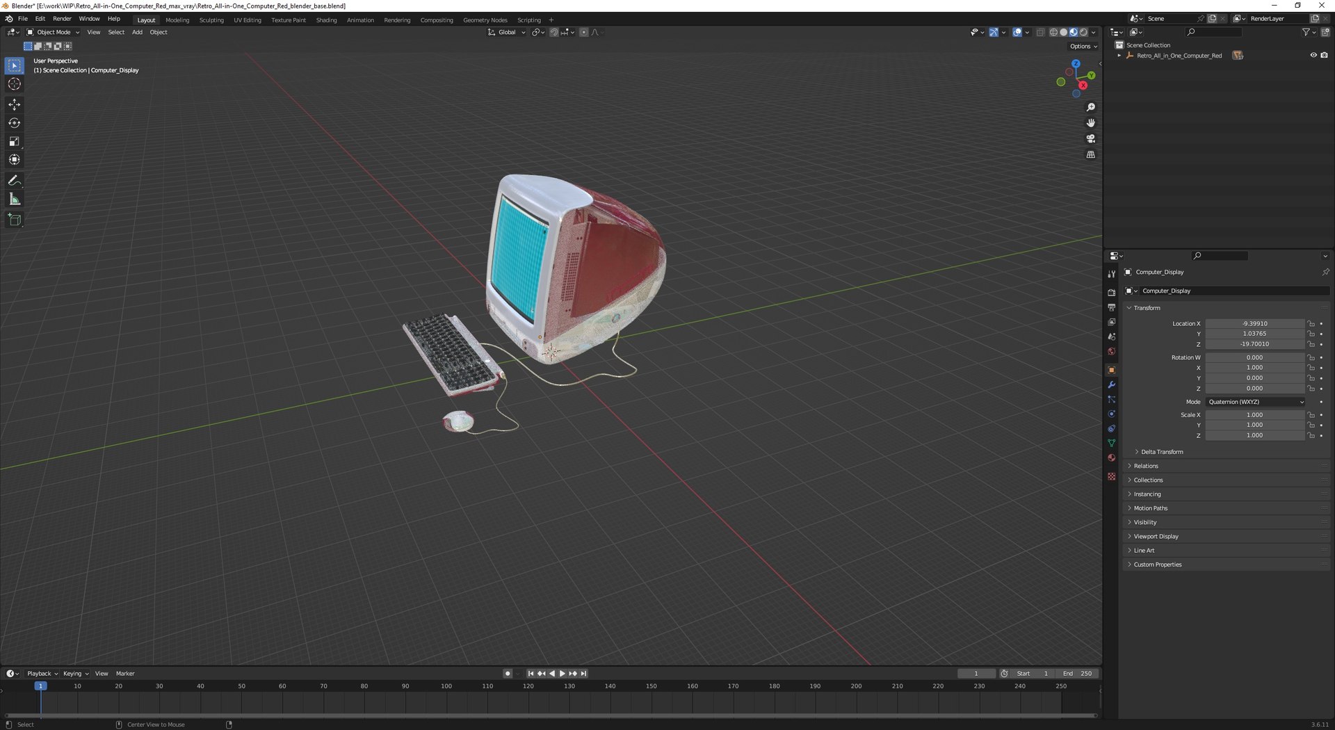 3D Retro All-in-One Computer Red - TurboSquid 2382550