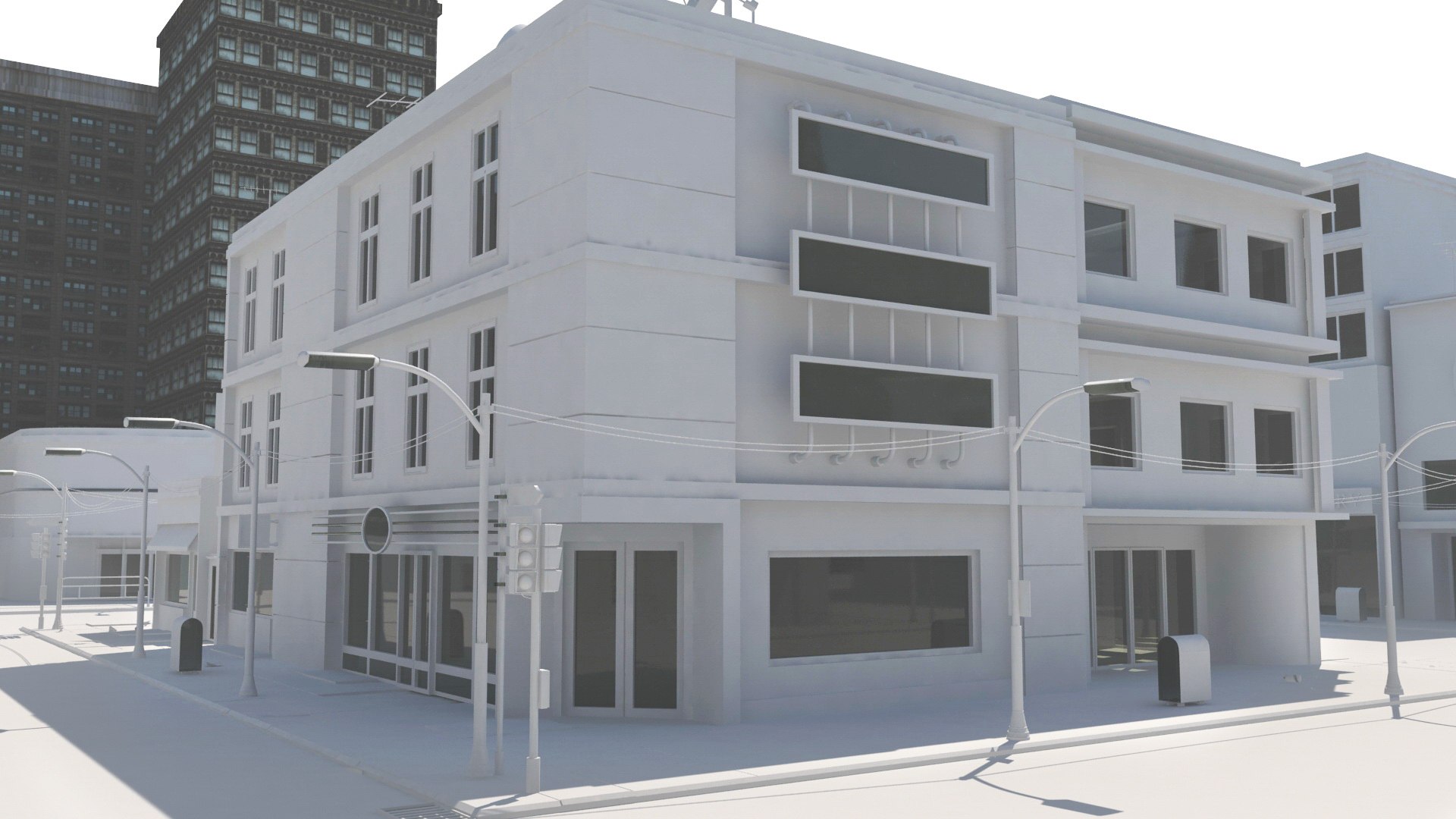 3d Untextured Building View