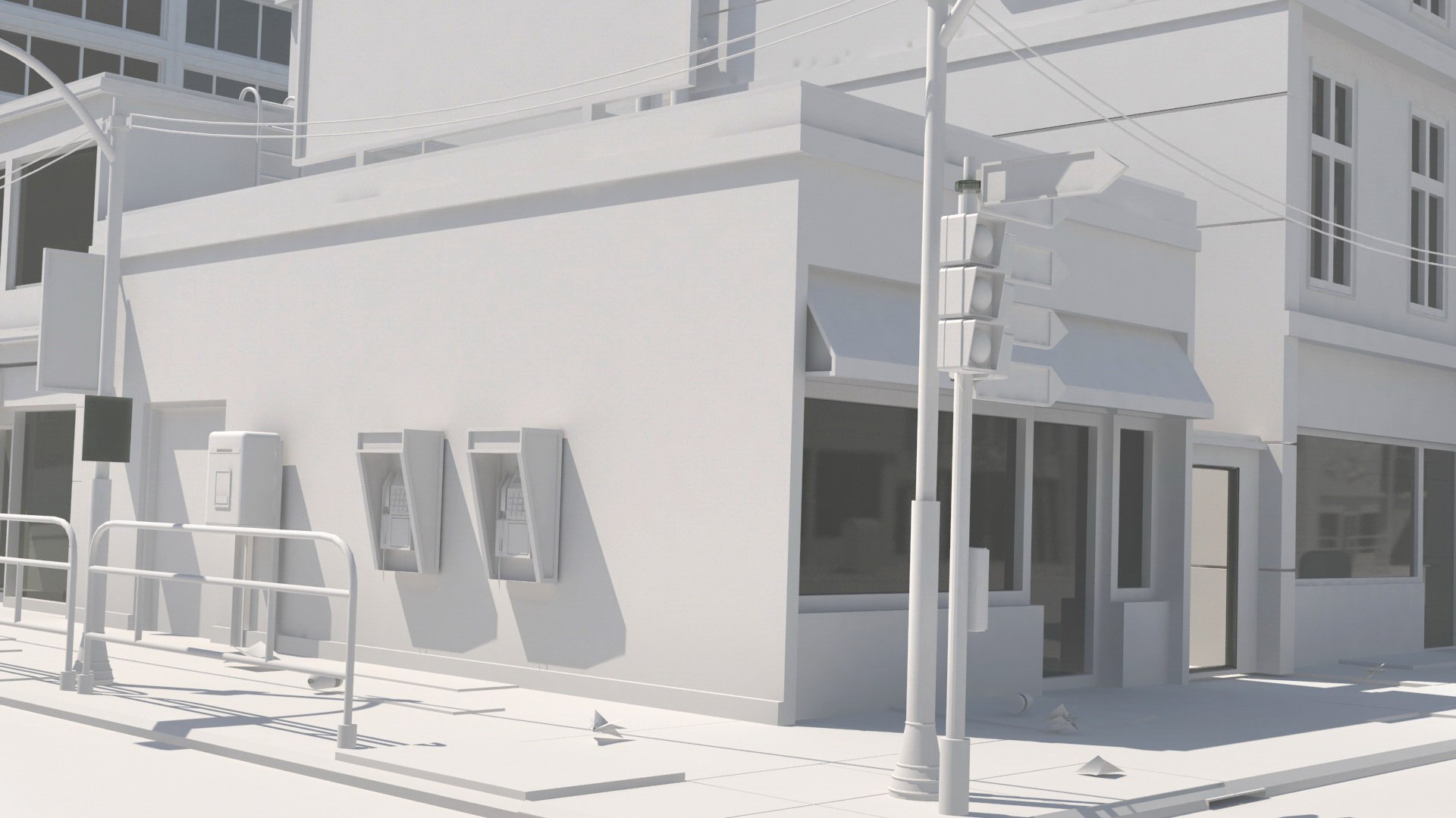 3d Untextured Building View