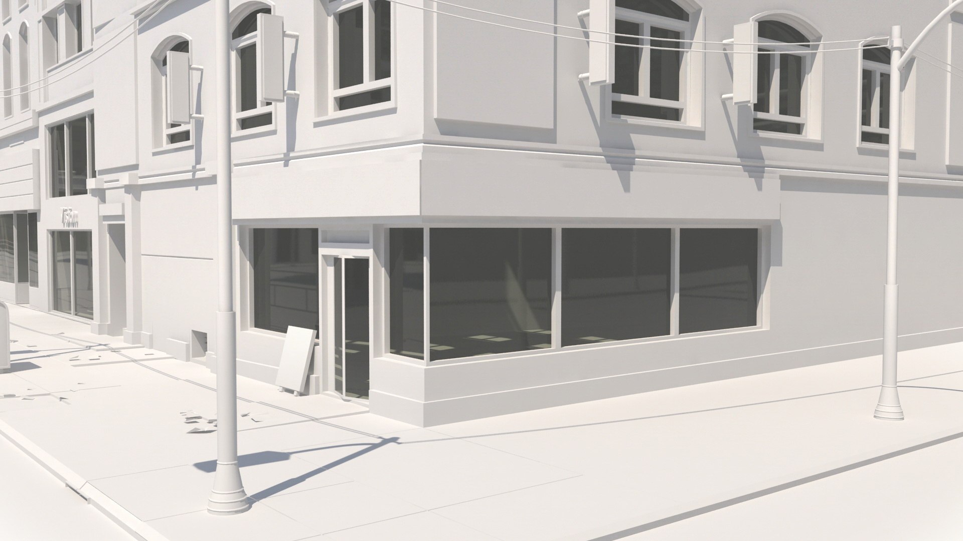 3d Untextured Building View