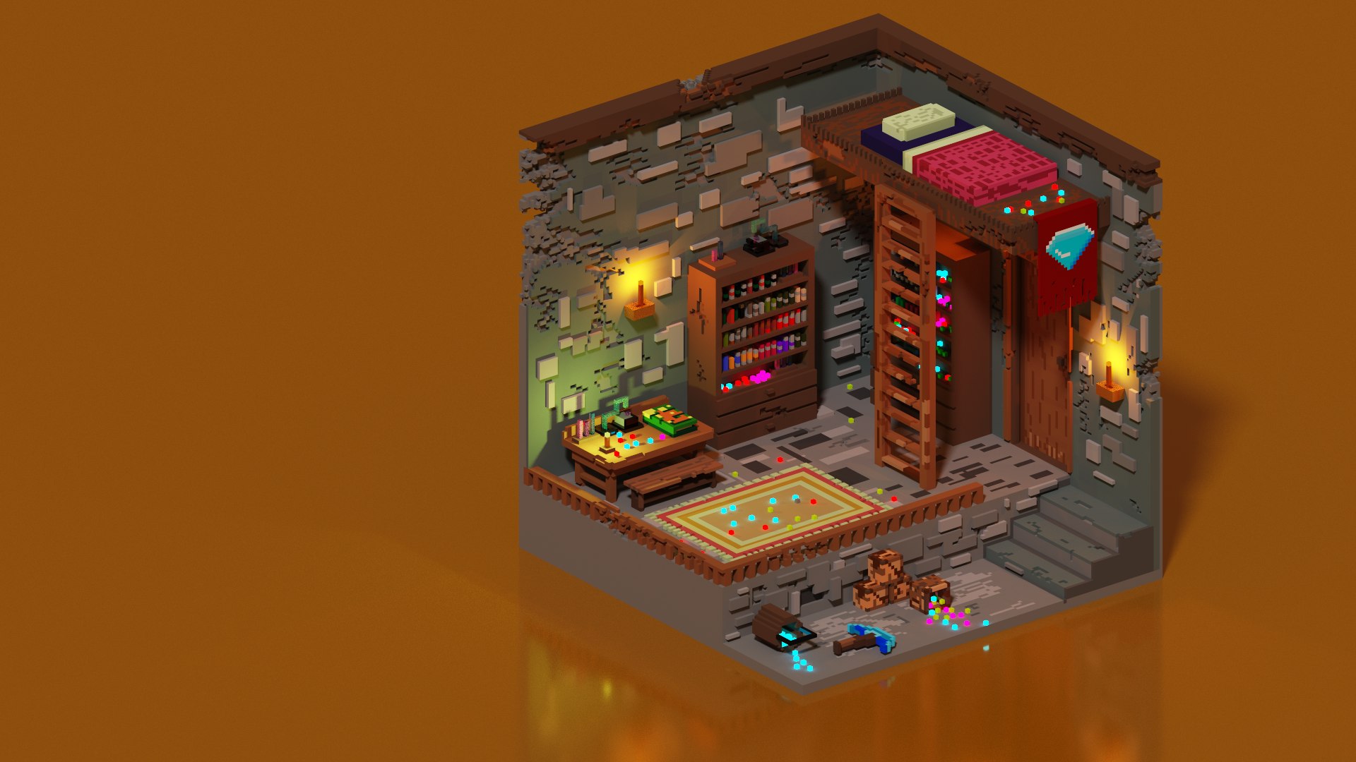 3D Voxel Gem Miner Room - TurboSquid 1751537