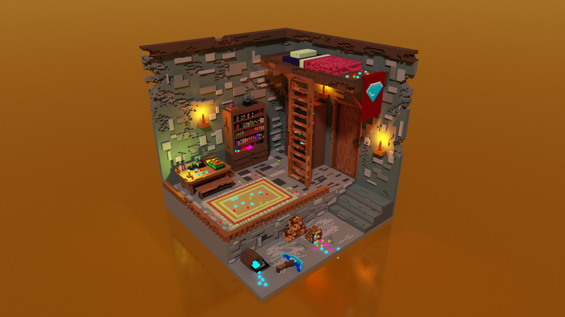 3D Voxel Gem Miner Room - TurboSquid 1751537
