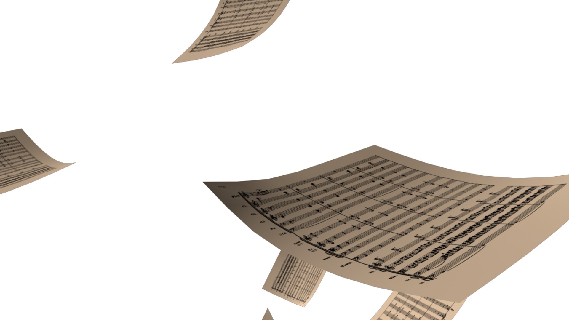 Animation Falling Papers 3d Model