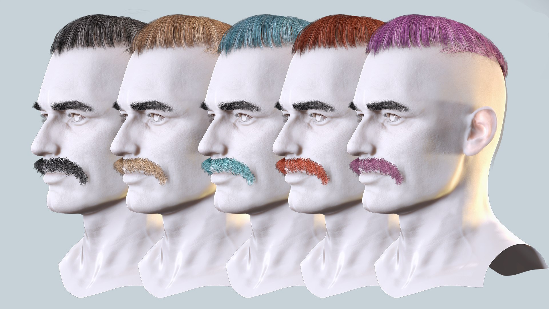 3D Military Fade With Mustache - Realistic 3D Male Hair - TurboSquid ...