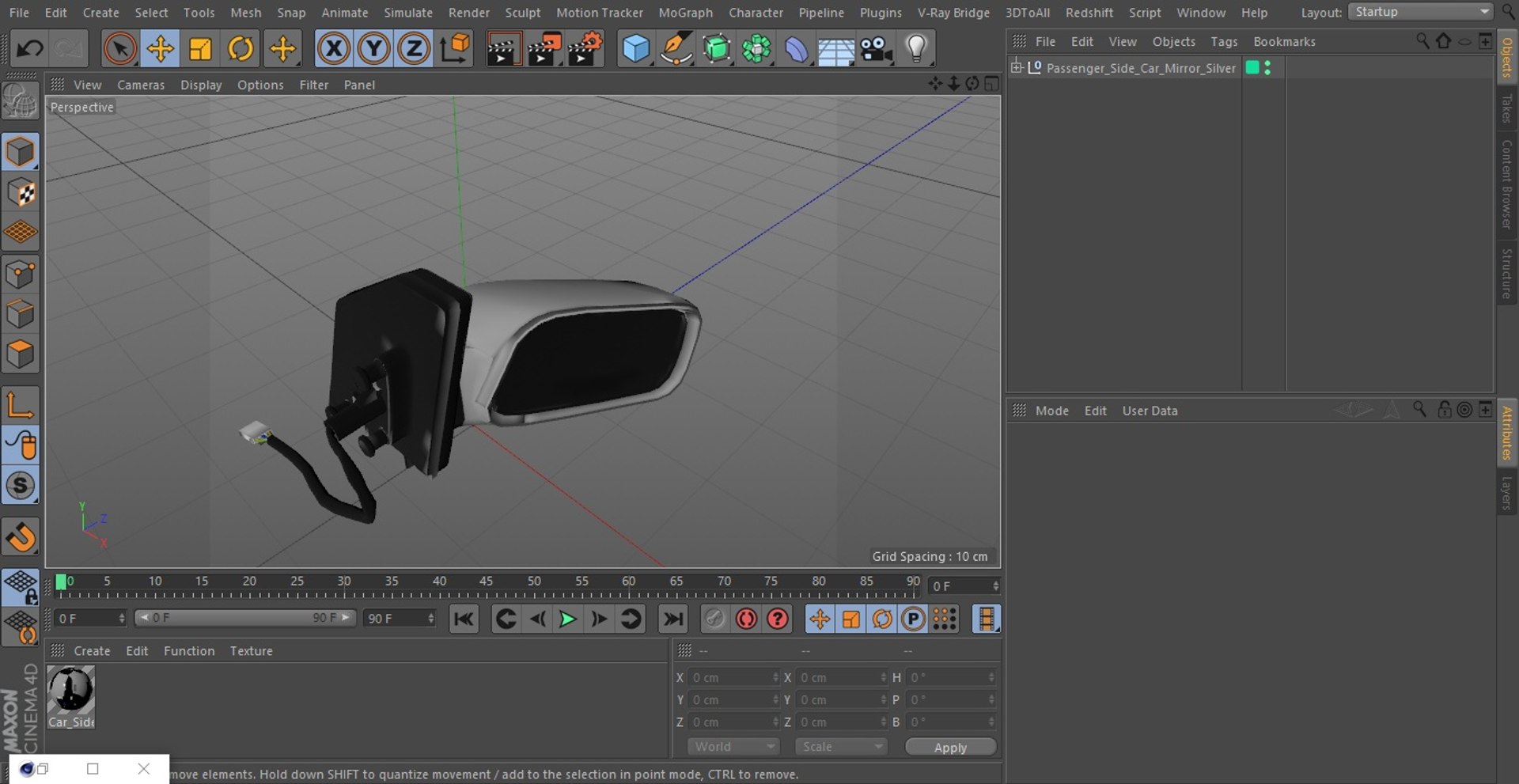 Passenger Side Car Mirror Silver model - TurboSquid 1969600