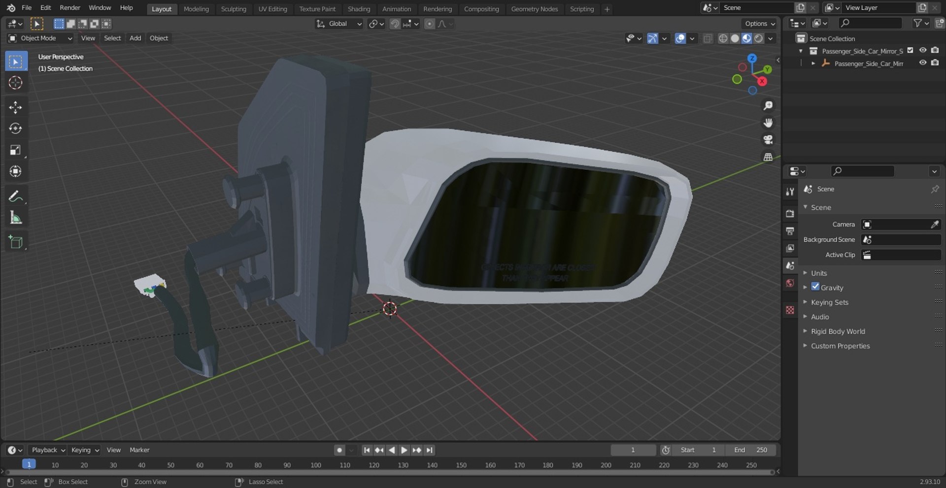 Passenger Side Car Mirror Silver model - TurboSquid 1969600