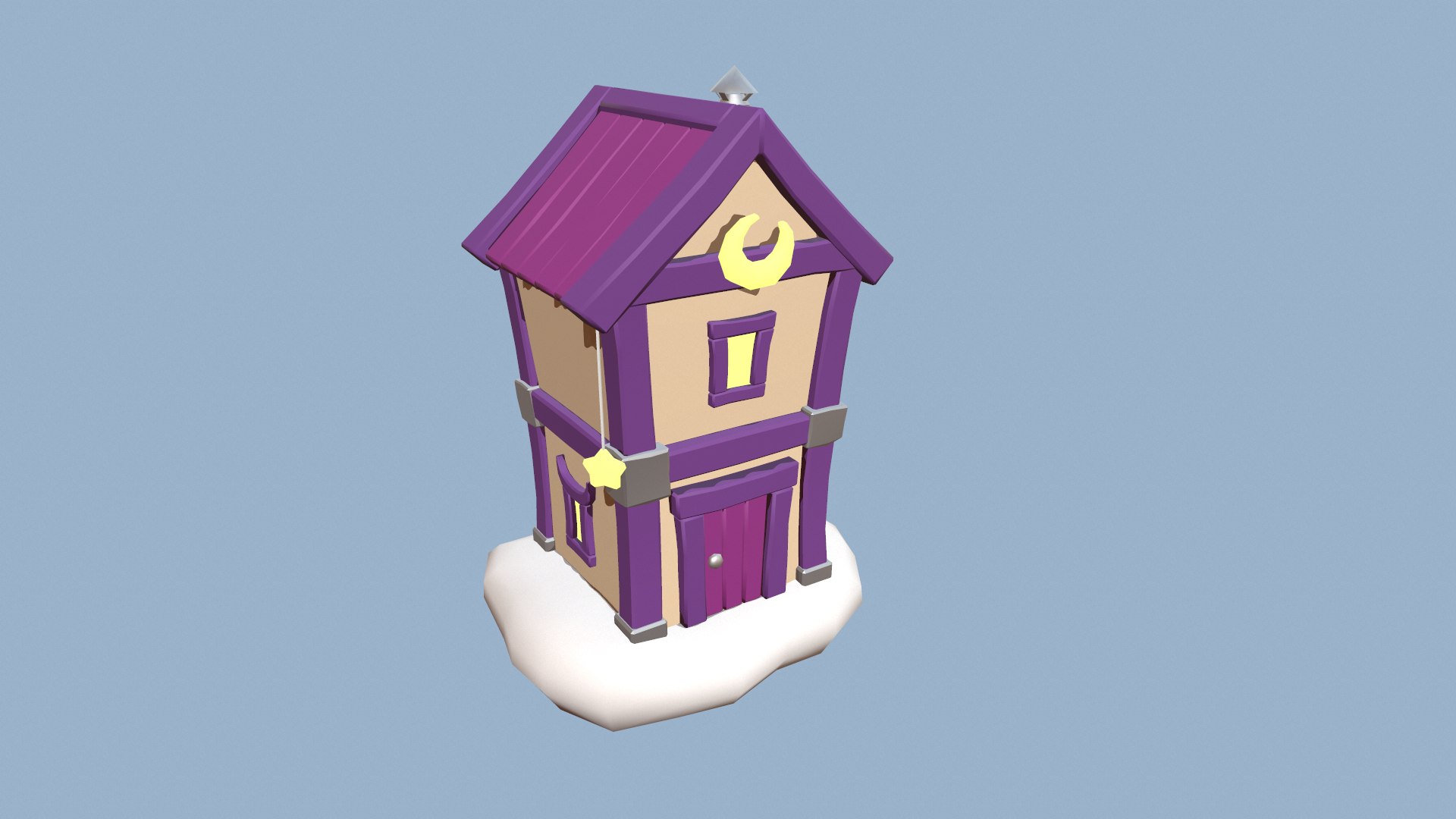 Cartoon Houses Sun And Moon 3D Model - TurboSquid 1755802