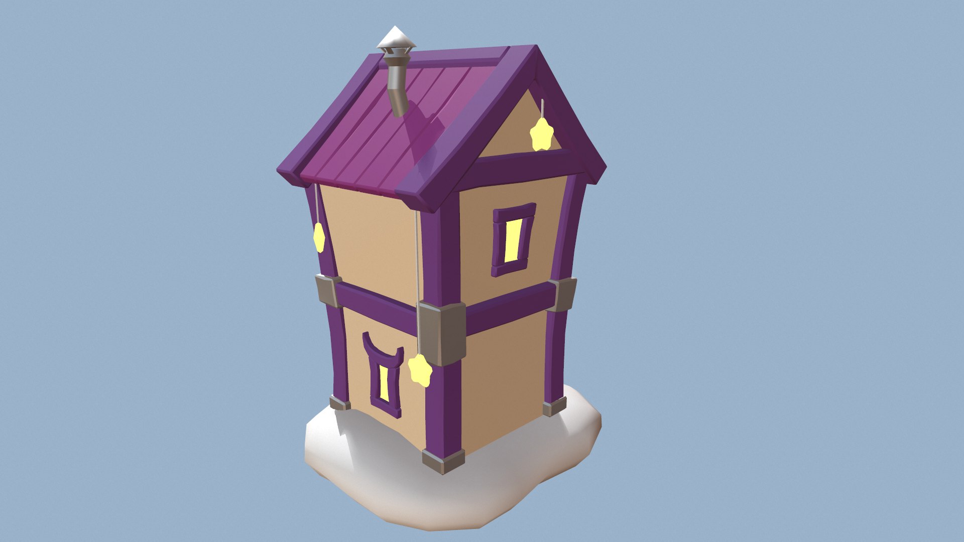 Cartoon Houses Sun And Moon 3D Model - TurboSquid 1755802