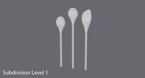 3d model of wood-unfinished-utensil-set