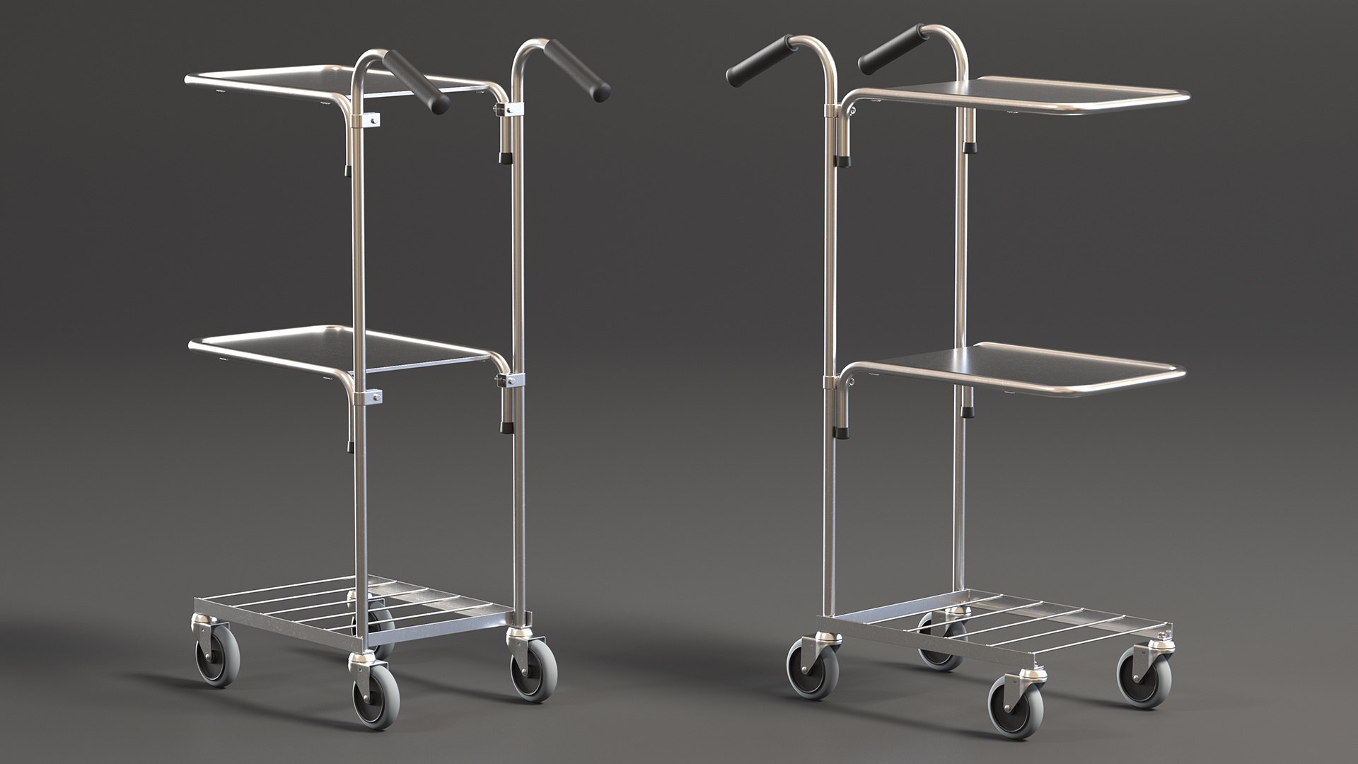 Steel Mini Trolley With Two Shelves Model - TurboSquid 1971094