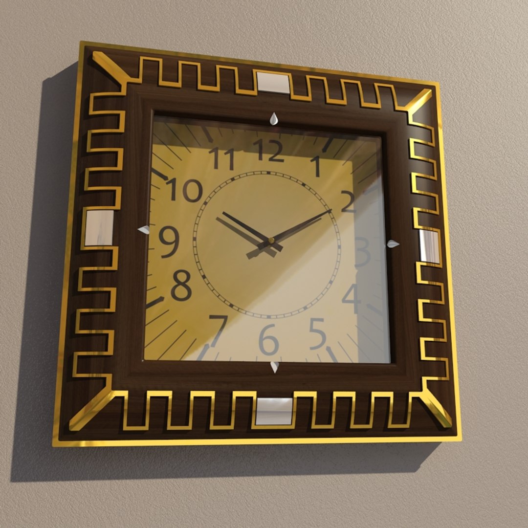 Square Wall Clock 3D Model - TurboSquid 1604960