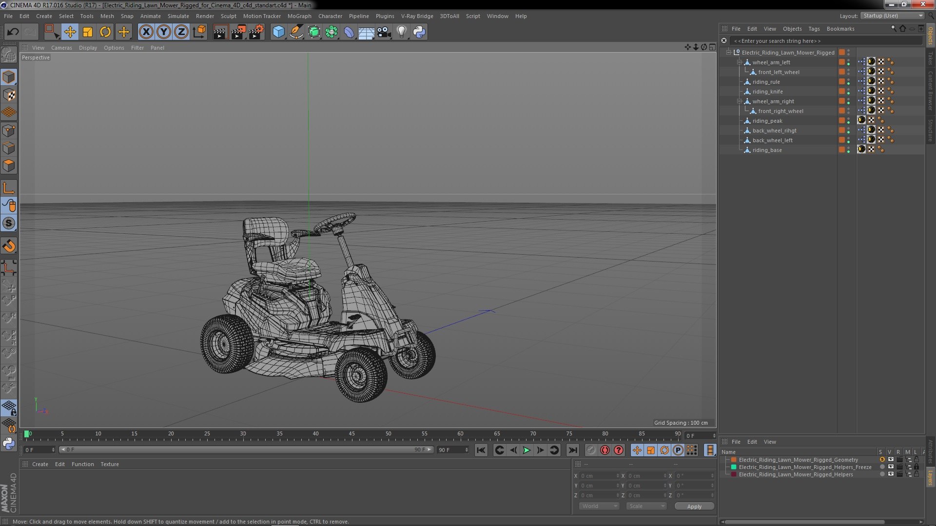 Electric Riding Lawn Mower Rigged For Cinema 4D Model - TurboSquid 2136634