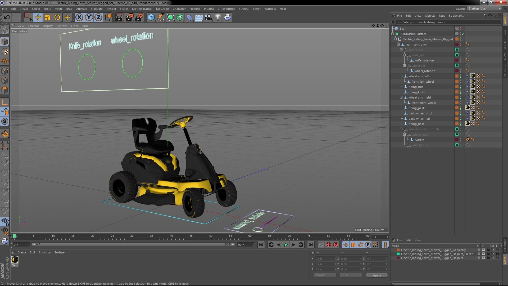 Electric Riding Lawn Mower Rigged For Cinema 4D Model - TurboSquid 2136634