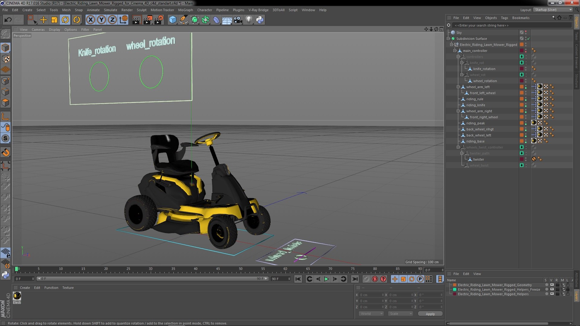 Electric Riding Lawn Mower Rigged For Cinema 4D Model - TurboSquid 2136634