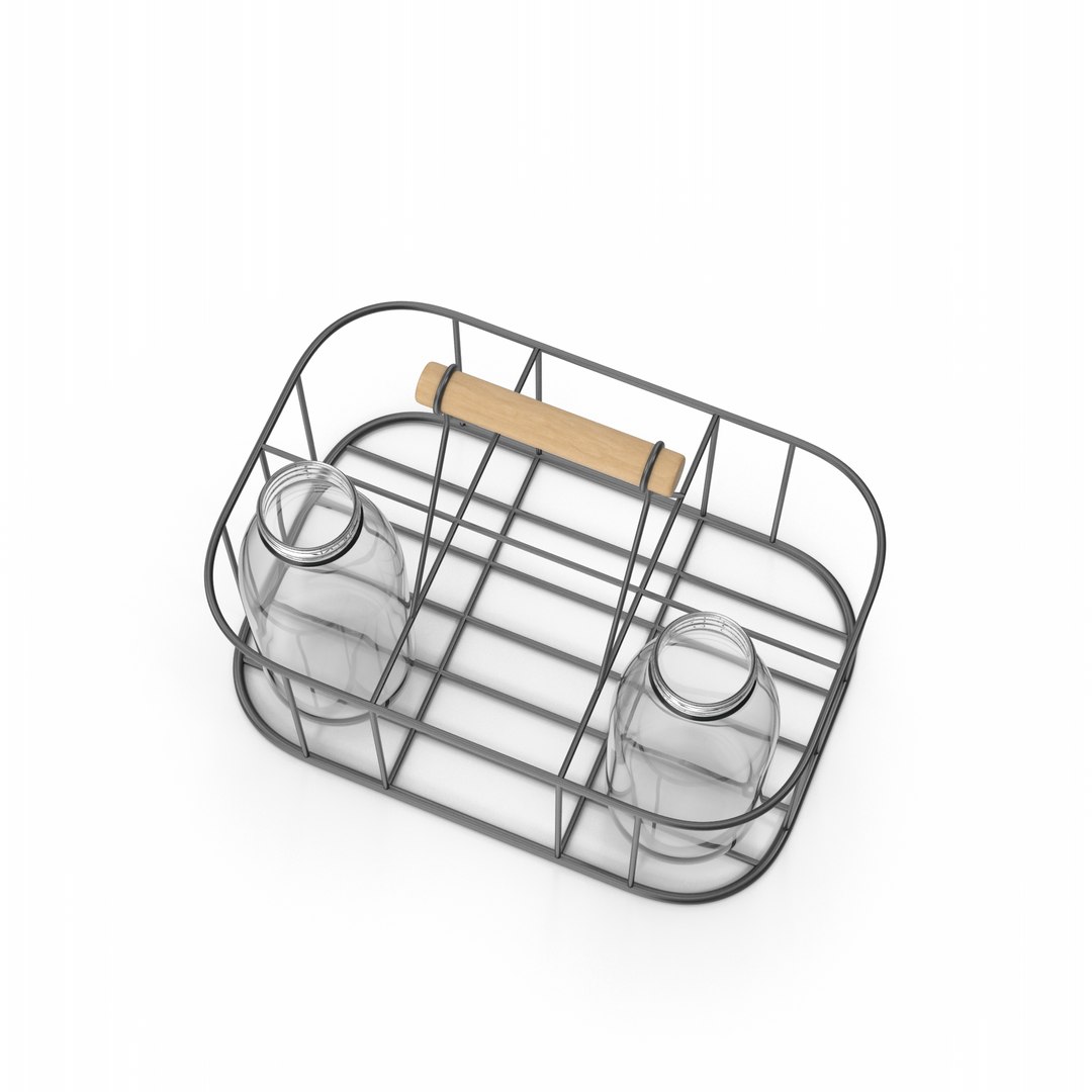 Milk Bottle Carrier With Empty Bottles Model - TurboSquid 2161316