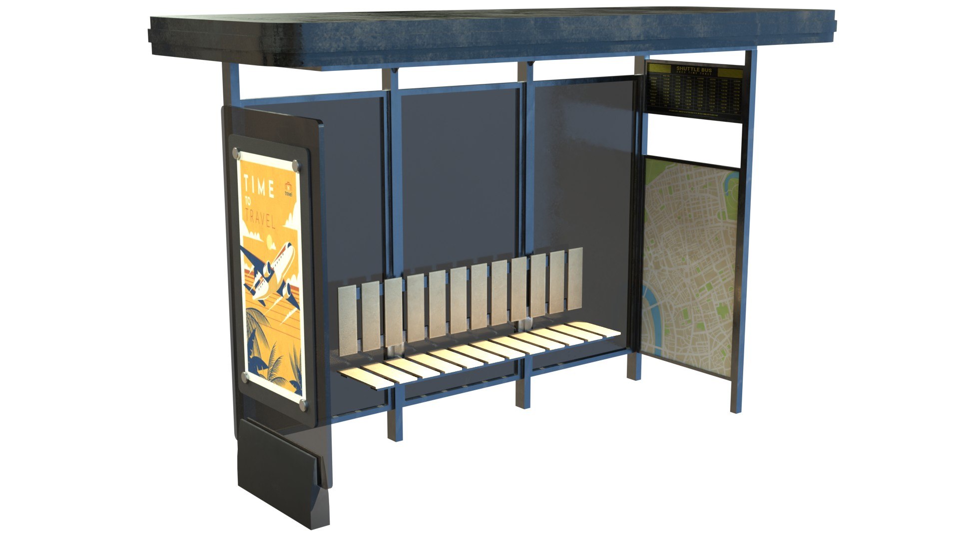 Modern Bus Stop Shelter 3D Model - TurboSquid 1938932