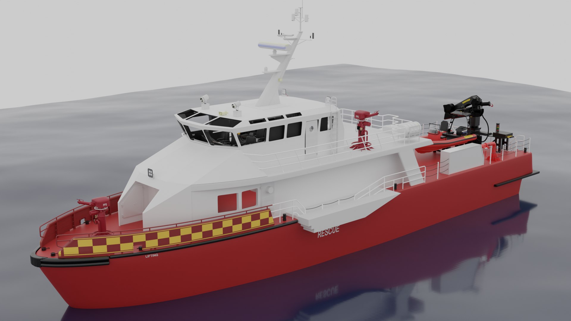 Fire fighting and Rescue Ship Boat with Interior 3D model - TurboSquid ...