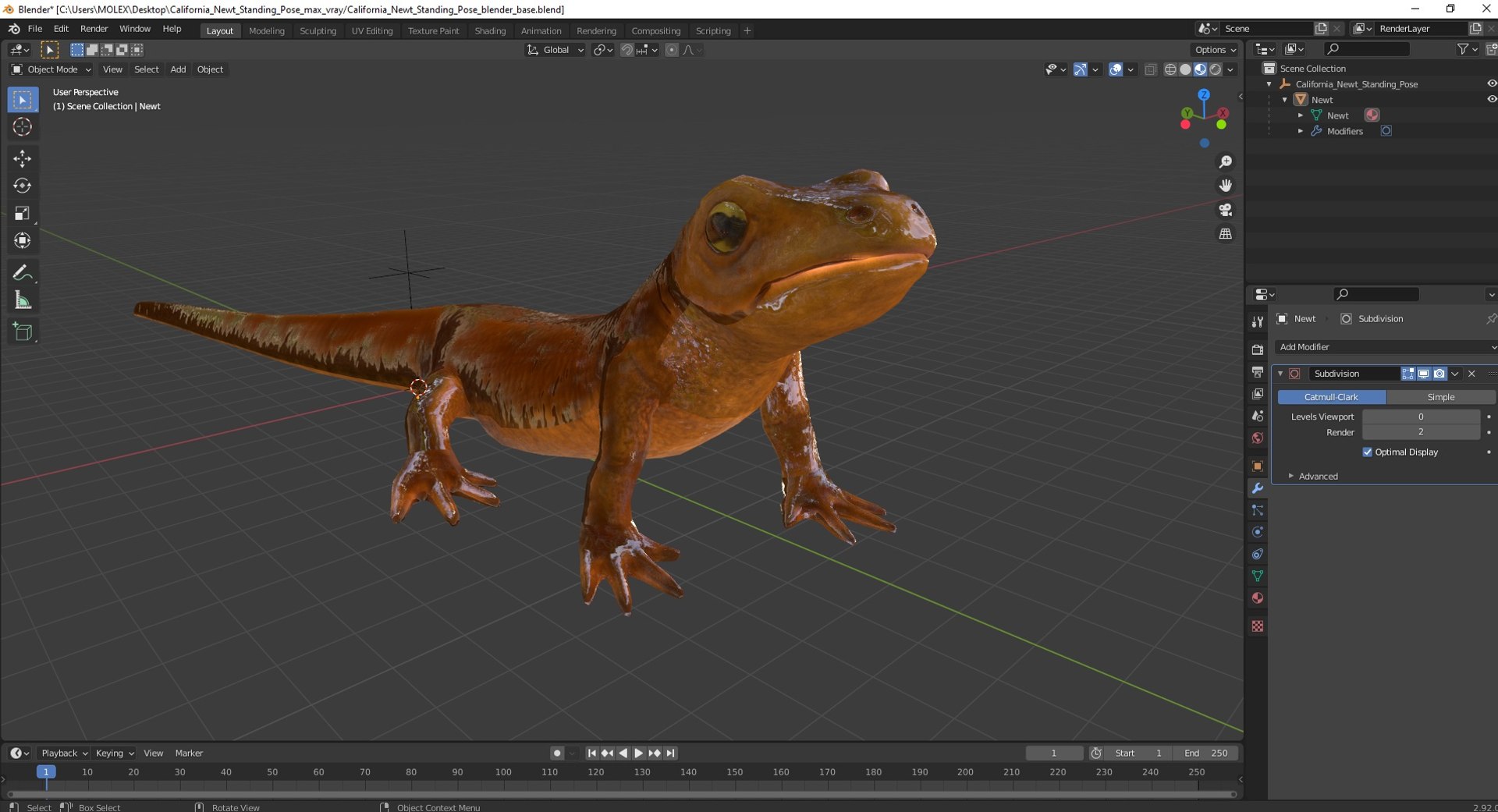 California Newt Standing Pose 3D Model - TurboSquid 2143545