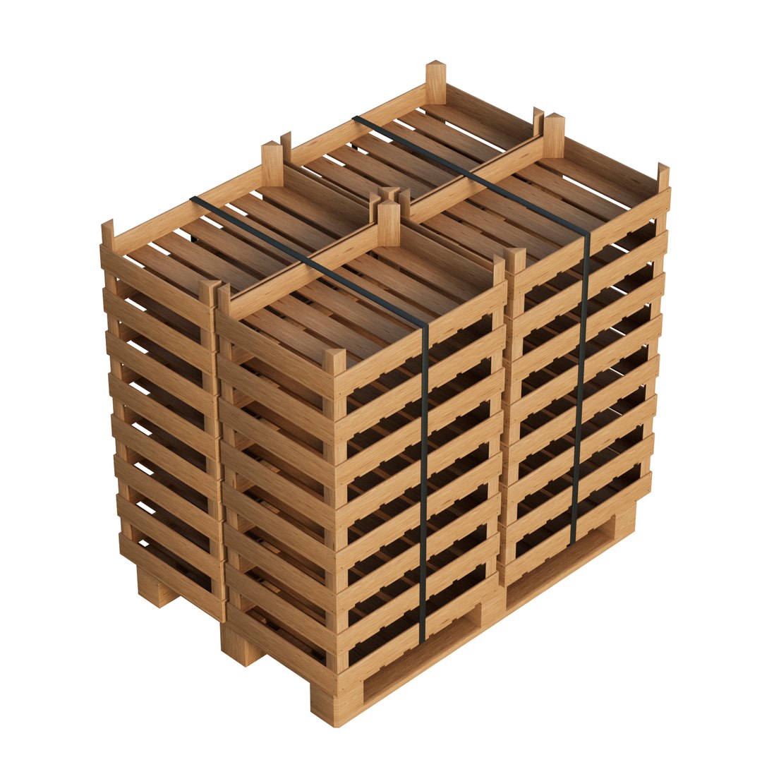 Wooden Fruit Crates On Pallet 3D Model - TurboSquid 2292992