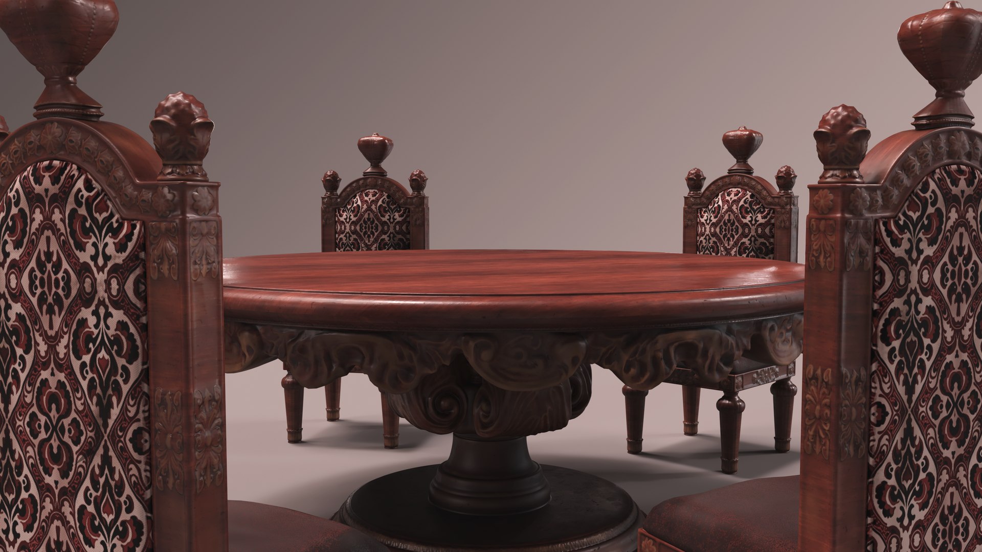 3D Model Victorian Hand-Carved Dining Table Set - Timeless Elegance ...